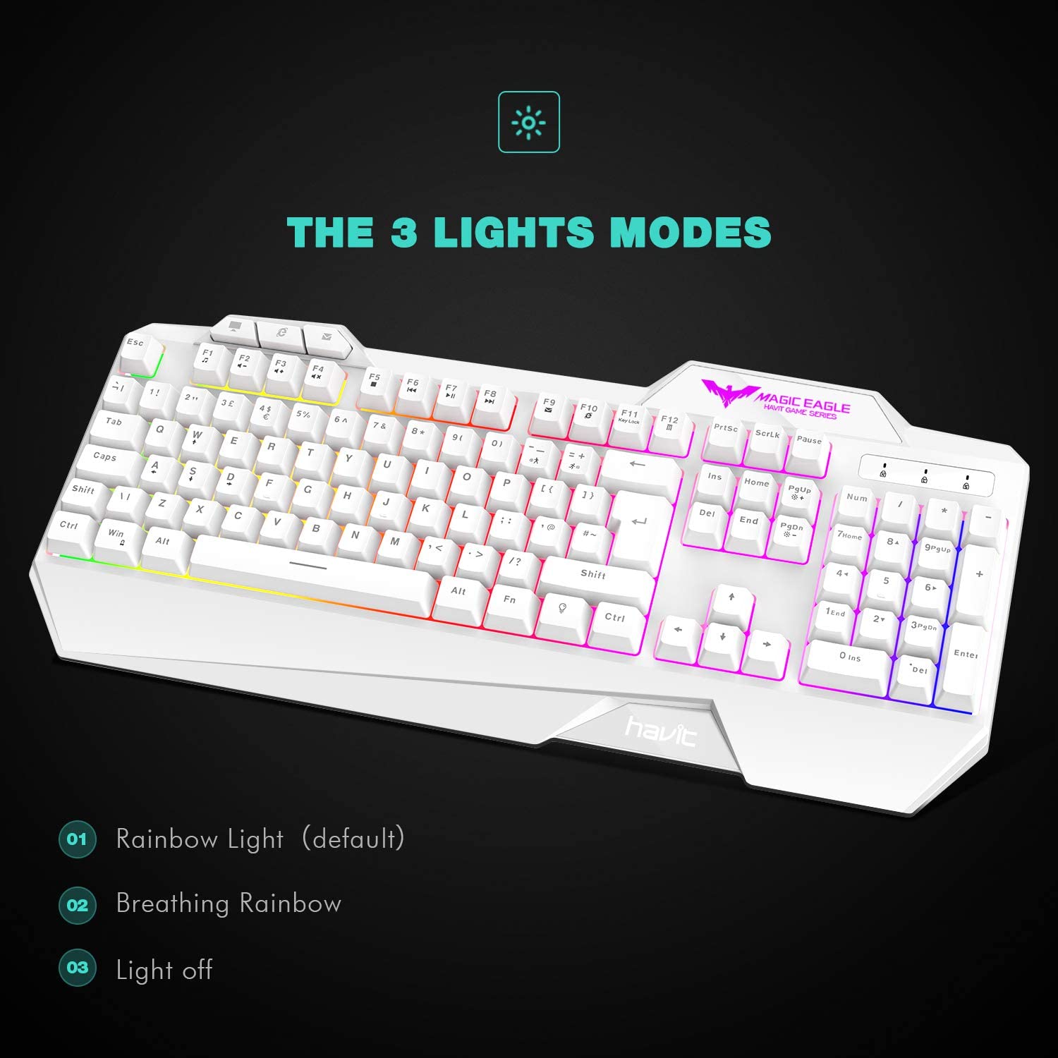 Gaming Keyboard {UK Layout}, HAVIT Rainbow LED Backlit Wired Keyboard ...