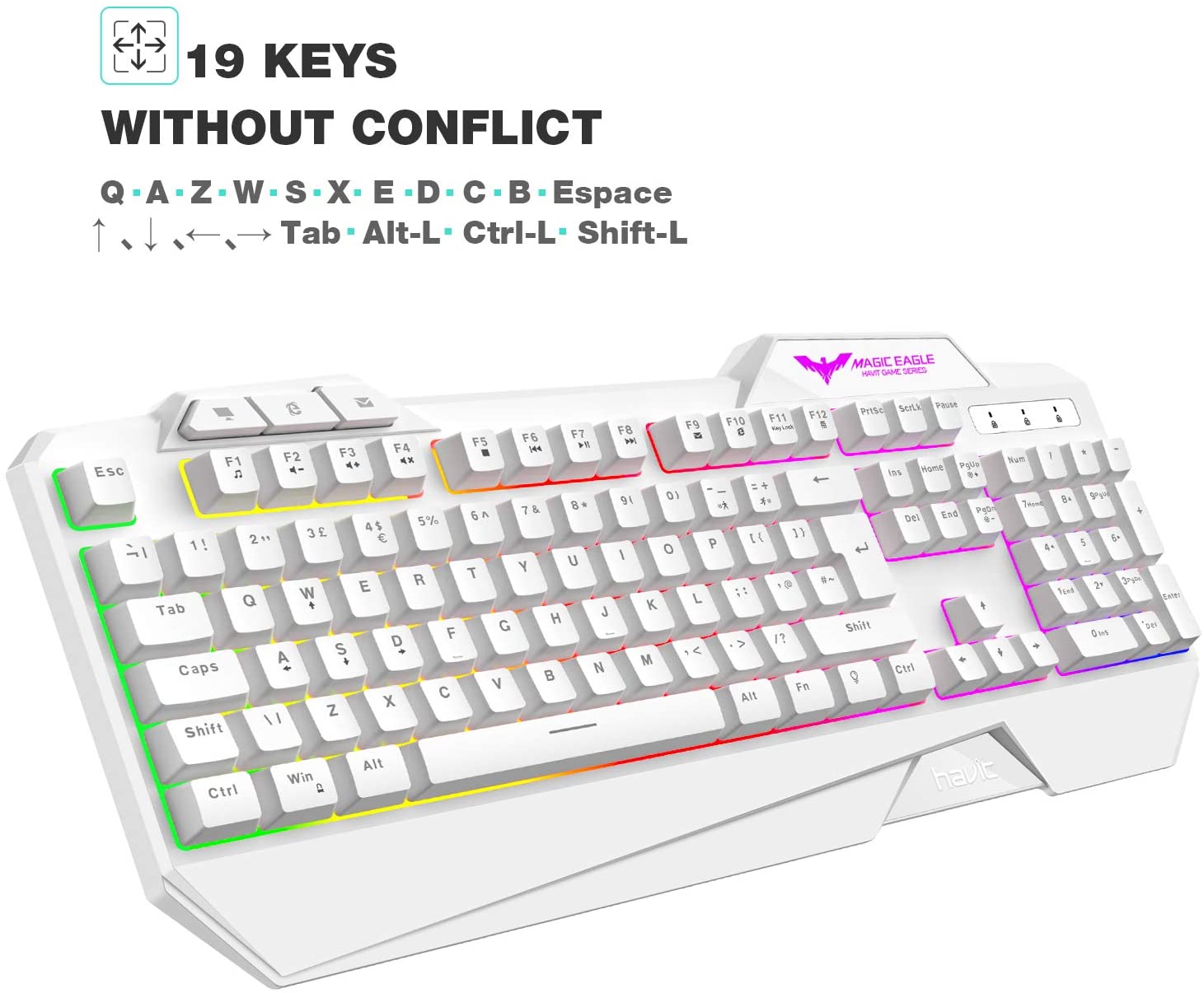 Gaming Keyboard {UK Layout}, HAVIT Rainbow LED Backlit Wired Keyboard ...