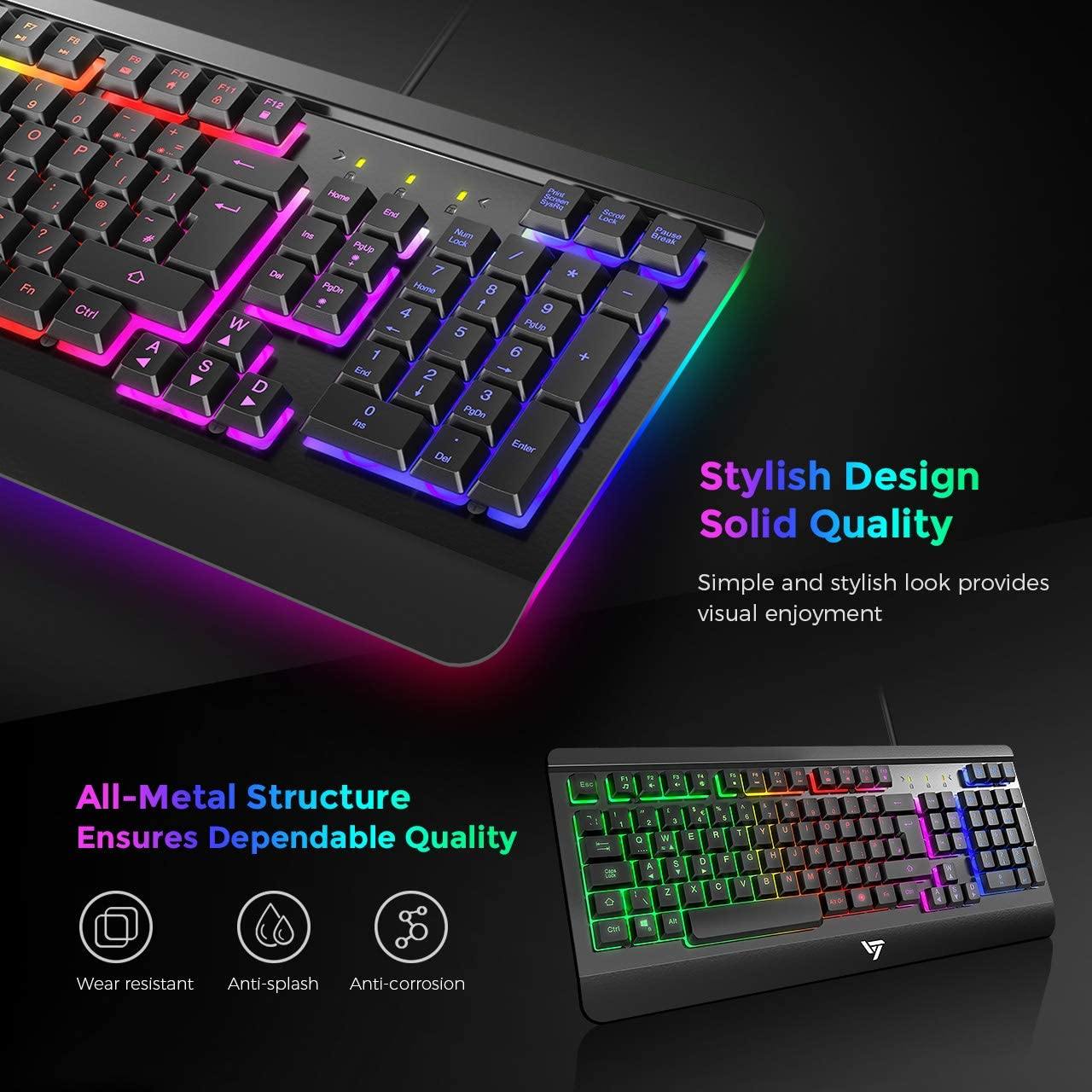 VicTsing Gaming Keyboard UK Ultra-Slim All-Metal Frame USB Wired