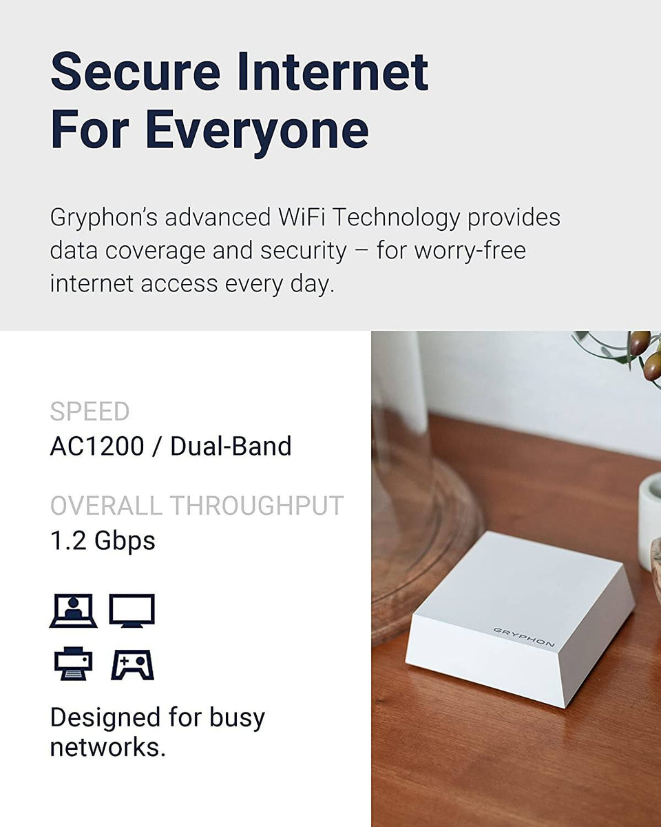 GRYPHON GUARDIAN Mesh WiFi Router, upto 5000sqft, Advance Security & P