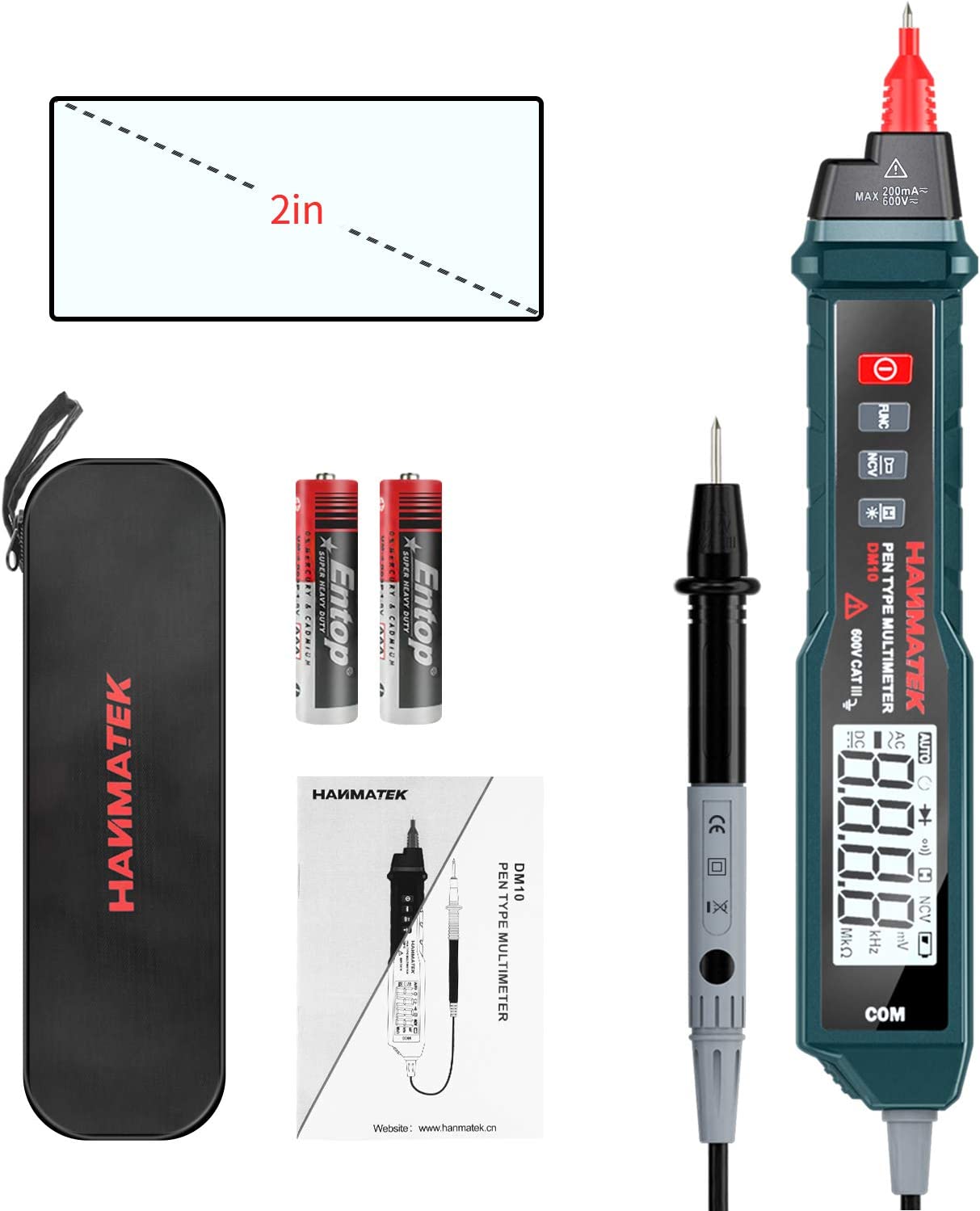 HANMATEK Pen Type Digital Multimeter Electrical Tester with NCV AC DC Voltmeter Ammeter Ohmmeter with Backlit and Flashlight