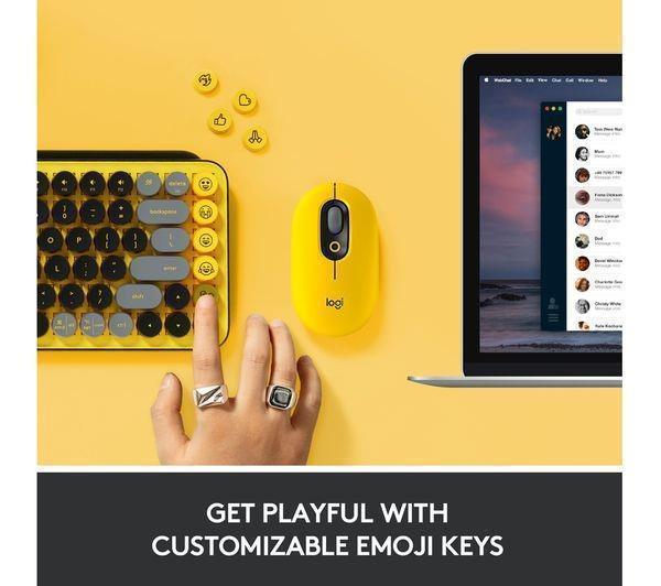 Logitech POP Keys Wireless Keyboard & POP Mouse Bundle – Blast Yellow ...