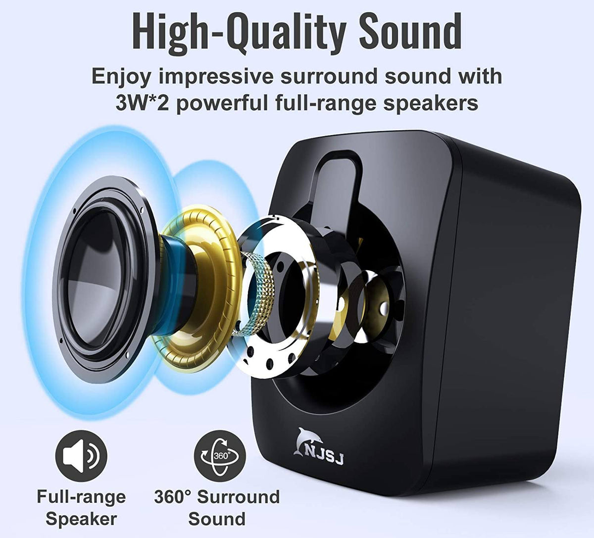 NJSJ PC Speakers, 2.0 Wired Mini Speaker for PC, USB Powered 3.5 mm