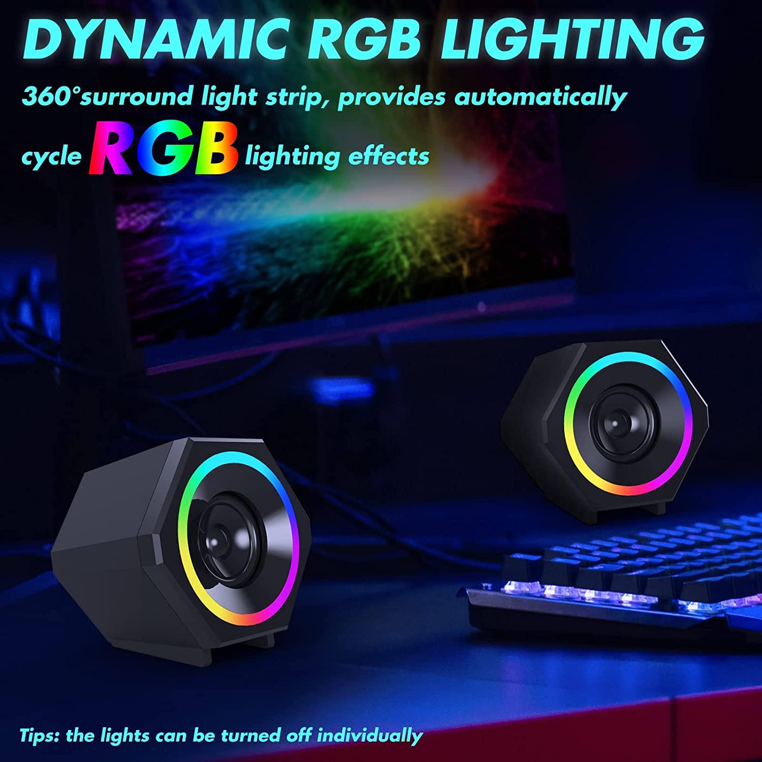NJSJ RGB Computer Speakers 10W Gaming PC Speakers | Newtech Store