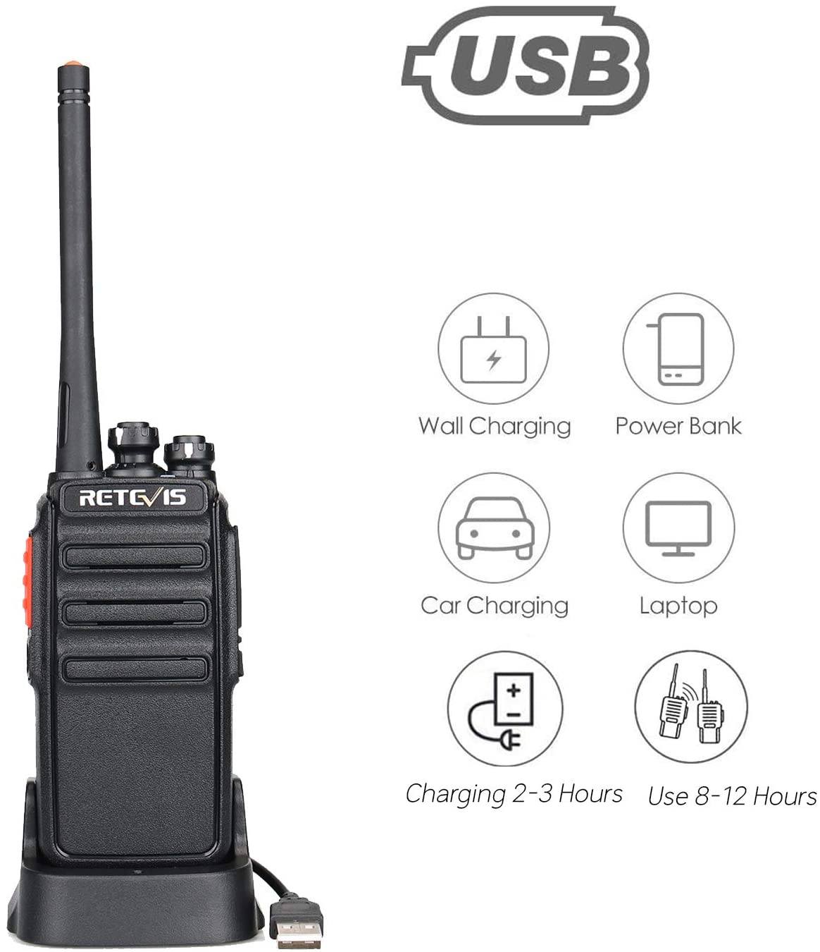 Retevis RT24 Walkie Talkie PMR446 License-free Professional Two Way ...