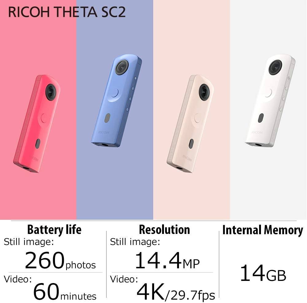 RICOH THETA SC2 WHITE 360°Camera 4K Video with image stabilization