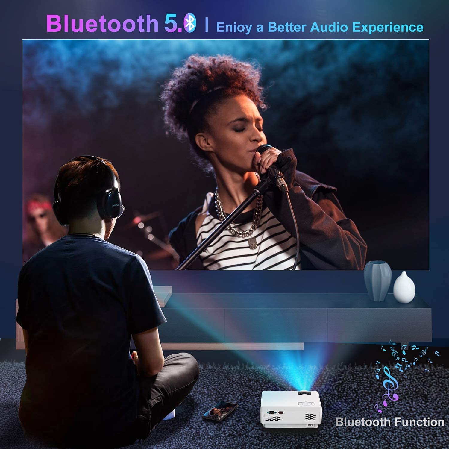 TOPTRO Portable Projector Mini Projector, Wifi Bluetooth Native 720P ...