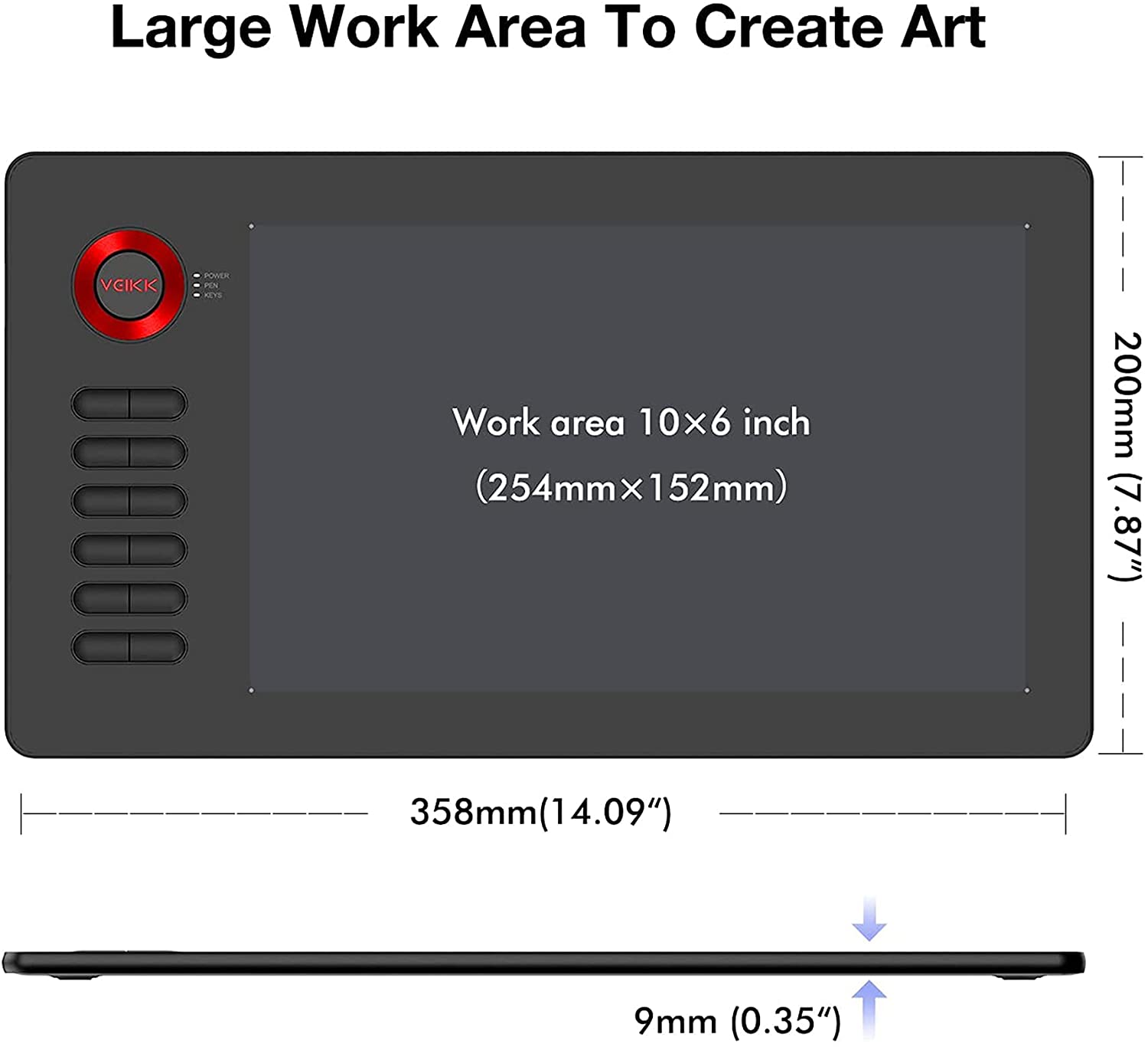 VEIKK A15 Digital Graphics Drawing Tablet, 12 Buttons, Android Mac OS ...